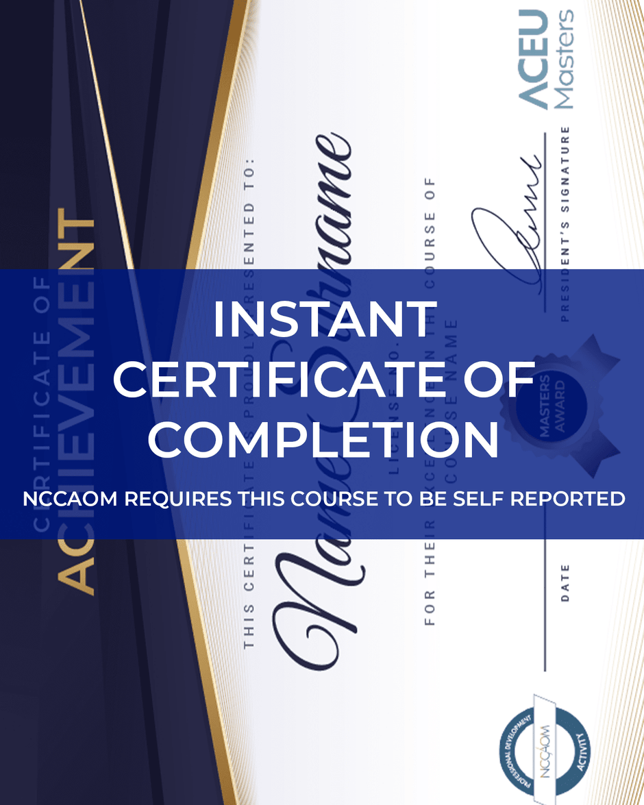 NCCAOM Approved Acupuncture Continuing Education Courses - NCCAOM Acce ...